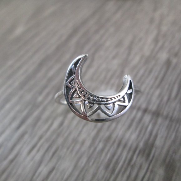 Sterling | Jewelry | 925 Sterling Crescent Moon Ringmandala Mooncelestial Ring 925 Ringmoon Ring ...